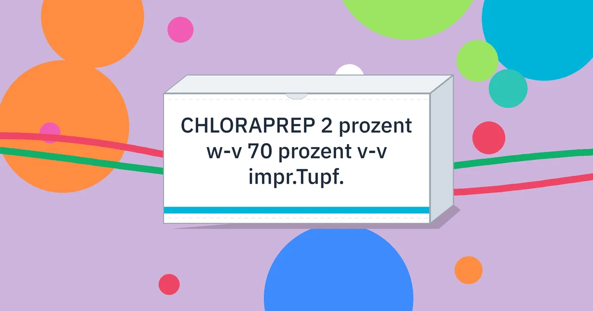 Symbolbild: Packung mit der Aufschrift CHLORAPREP 2 prozent w-v 70 prozent v-v impr.Tupf. (PZN 18908071) – Verfügbarkeit und Bezug in Apotheken in Frankfurt am Main