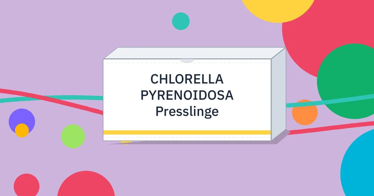 Symbolbild: Packung mit der Aufschrift CHLORELLA PYRENOIDOSA Presslinge (PZN 11637723) – Verfügbarkeit und Bezug in Apotheken in Frankfurt am Main