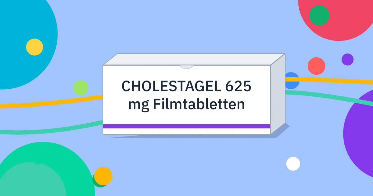 Symbolbild: Packung mit der Aufschrift CHOLESTAGEL 625 mg Filmtabletten (PZN 19479235) – Verfügbarkeit und Bezug in Apotheken in Frankfurt am Main