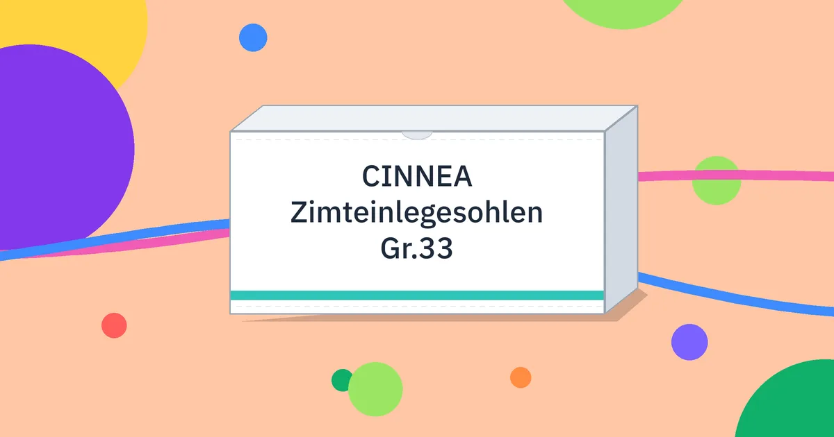 Symbolbild: Packung mit der Aufschrift CINNEA Zimteinlegesohlen Gr.33 (PZN 01909451) – Verfügbarkeit und Bezug in Apotheken in Frankfurt am Main
