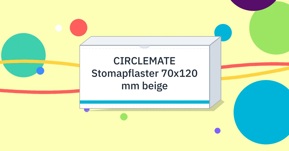 Symbolbild: Packung mit der Aufschrift CIRCLEMATE Stomapflaster 70x120 mm beige (PZN 02522292) – Verfügbarkeit und Bezug in Apotheken in Frankfurt am Main