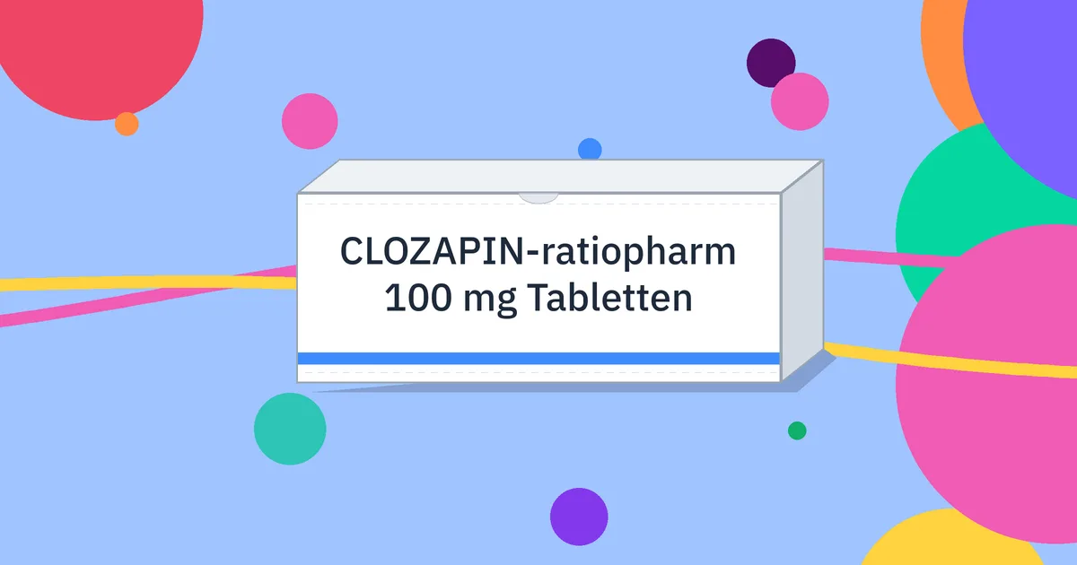 Symbolbild: Packung mit der Aufschrift CLOZAPIN-ratiopharm 100 mg Tabletten (PZN 04991743) – Verfügbarkeit und Bezug in Apotheken in Frankfurt am Main