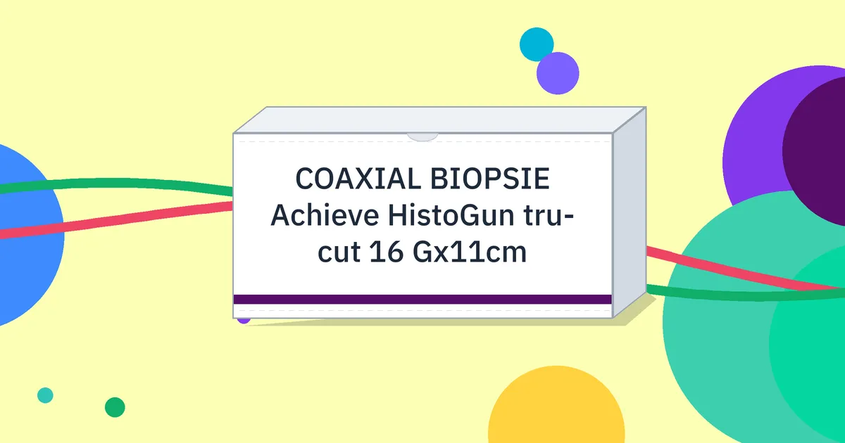 Symbolbild: Packung mit der Aufschrift COAXIAL BIOPSIE Achieve HistoGun tru-cut 16 Gx11cm (PZN 02411865) – Verfügbarkeit und Bezug in Apotheken in Frankfurt am Main