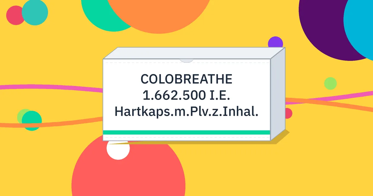 Symbolbild: Packung mit der Aufschrift COLOBREATHE 1.662.500 I.E. Hartkaps.m.Plv.z.Inhal. (PZN 11098172) – Verfügbarkeit und Bezug in Apotheken in Frankfurt am Main