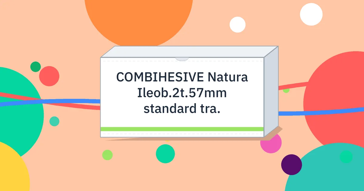 Symbolbild: Packung mit der Aufschrift COMBIHESIVE Natura Ileob.2t.57mm standard tra. (PZN 07268527) – Verfügbarkeit und Bezug in Apotheken in Frankfurt am Main