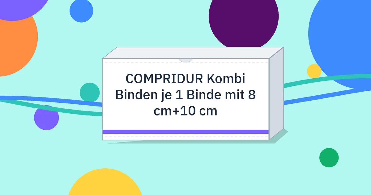 Symbolbild: Packung mit der Aufschrift COMPRIDUR Kombi Binden je 1 Binde mit 8 cm+10 cm (PZN 03209456) – Verfügbarkeit und Bezug in Apotheken in Frankfurt am Main