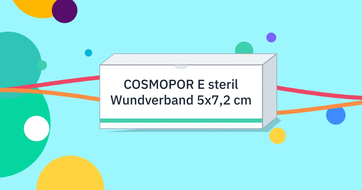 Symbolbild: Packung mit der Aufschrift COSMOPOR E steril Wundverband 5x7,2 cm (PZN 20420626) – Verfügbarkeit und Bezug in Apotheken in Frankfurt am Main