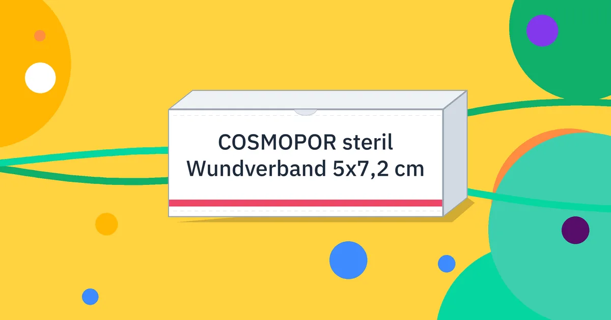 Symbolbild: Packung mit der Aufschrift COSMOPOR steril Wundverband 5x7,2 cm (PZN 09612762) – Verfügbarkeit und Bezug in Apotheken in Frankfurt am Main