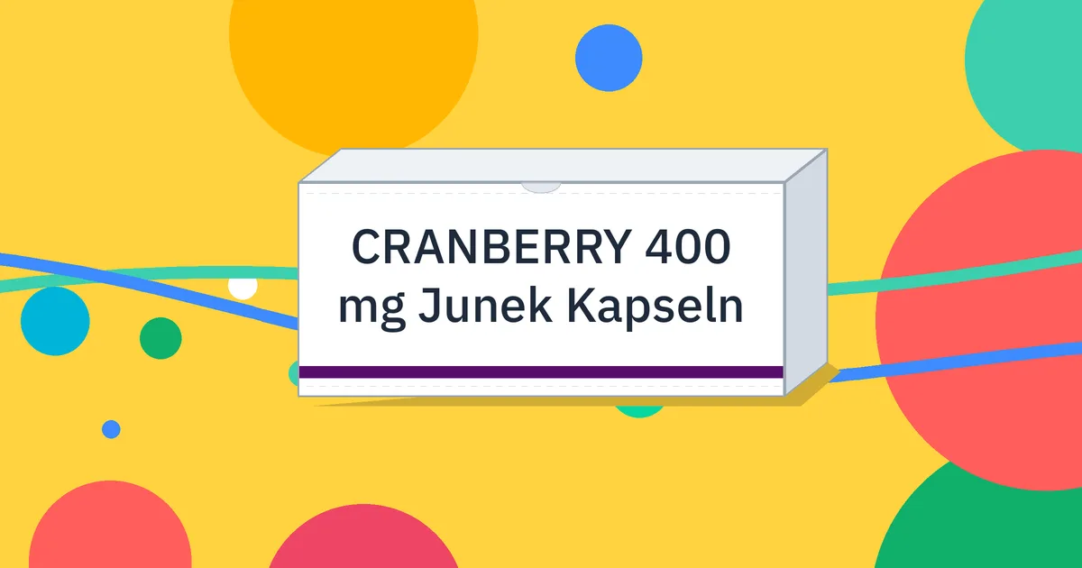 Symbolbild: Packung mit der Aufschrift CRANBERRY 400 mg Junek Kapseln (PZN 00988922) – Verfügbarkeit und Bezug in Apotheken in Frankfurt am Main