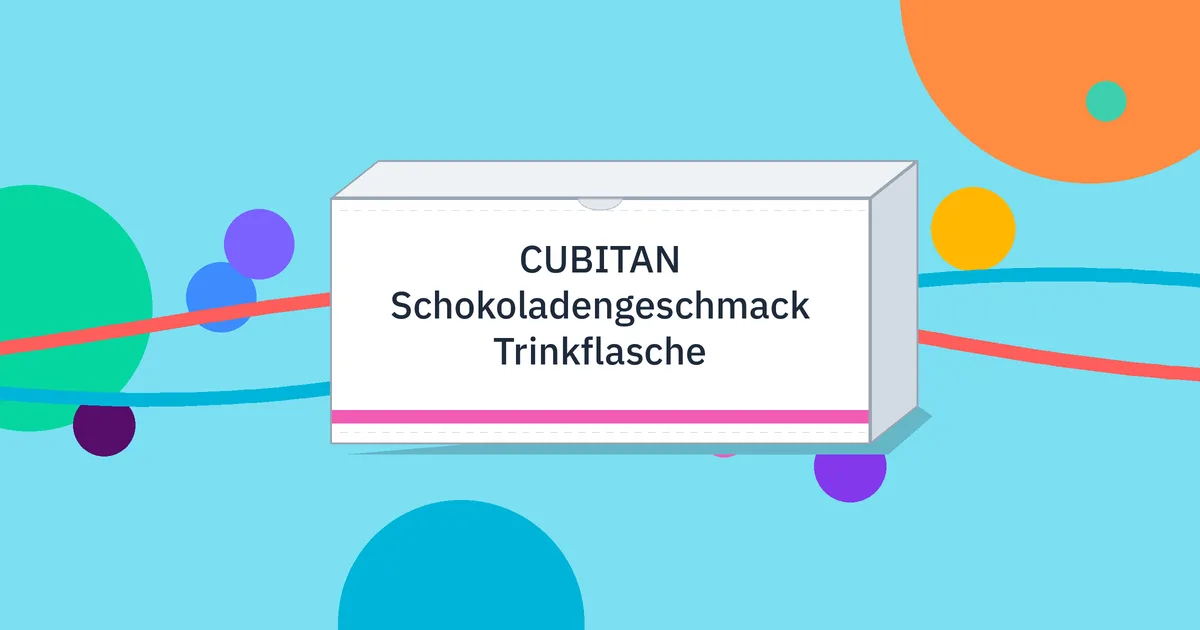 Symbolbild: Packung mit der Aufschrift CUBITAN Schokoladengeschmack Trinkflasche (PZN 20323254) – Verfügbarkeit und Bezug in Apotheken in Frankfurt am Main