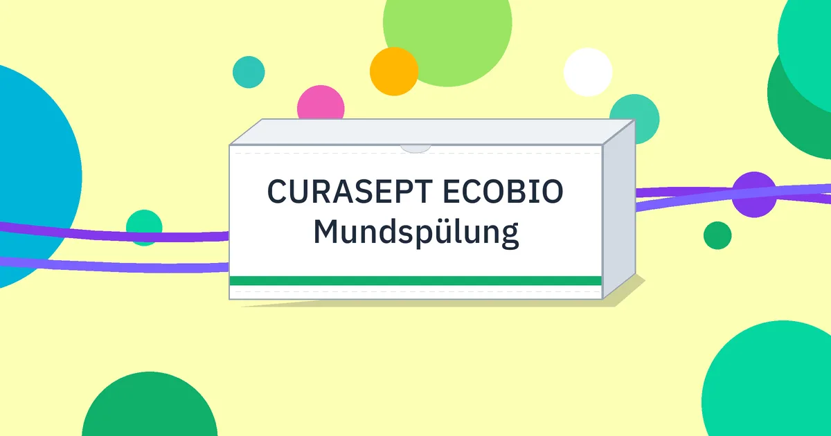Symbolbild: Packung mit der Aufschrift CURASEPT ECOBIO Mundspülung (PZN 18680136) – Verfügbarkeit und Bezug in Apotheken in Frankfurt am Main
