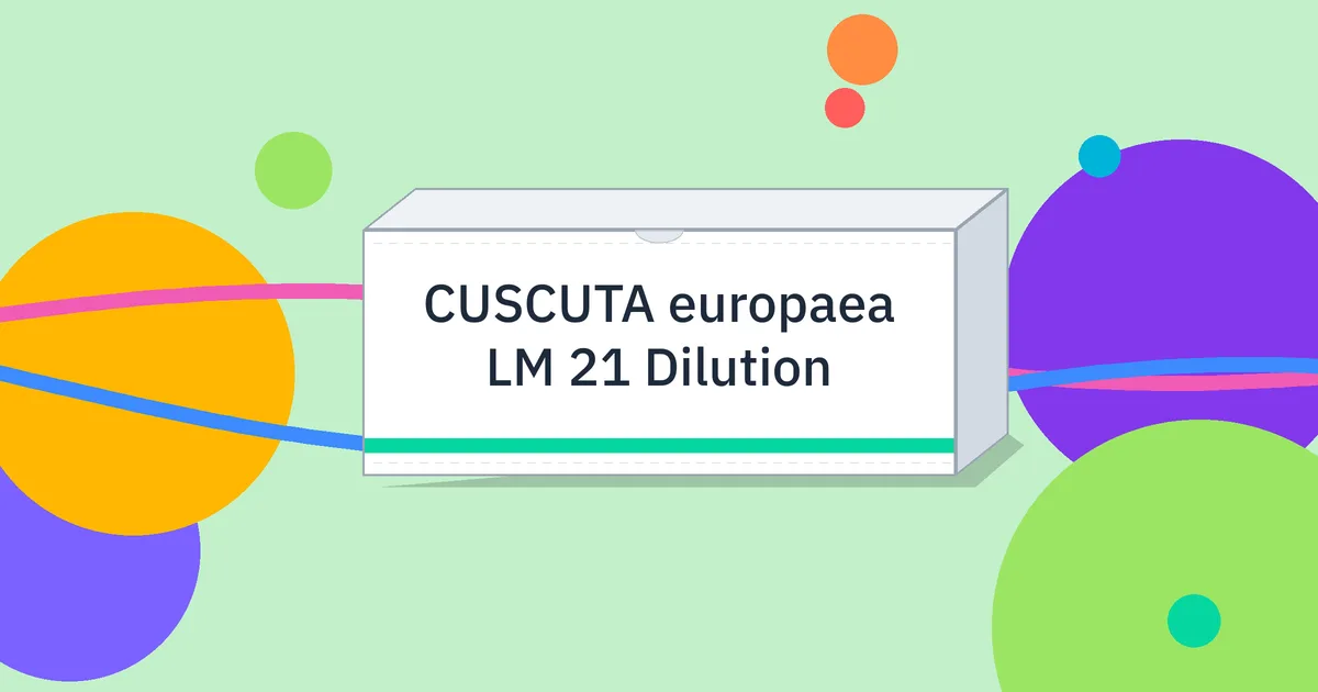 Symbolbild: Packung mit der Aufschrift CUSCUTA europaea LM 21 Dilution (PZN 13459220) – Verfügbarkeit und Bezug in Apotheken in Frankfurt am Main
