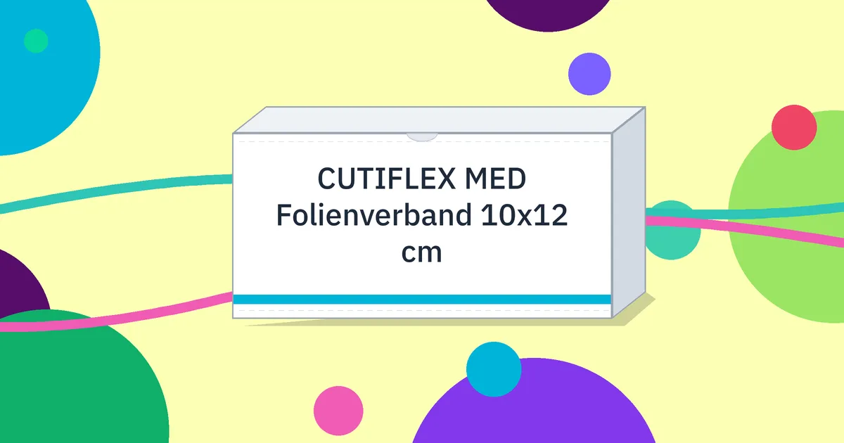 Symbolbild: Packung mit der Aufschrift CUTIFLEX MED Folienverband 10x12 cm (PZN 17505655) – Verfügbarkeit und Bezug in Apotheken in Frankfurt am Main