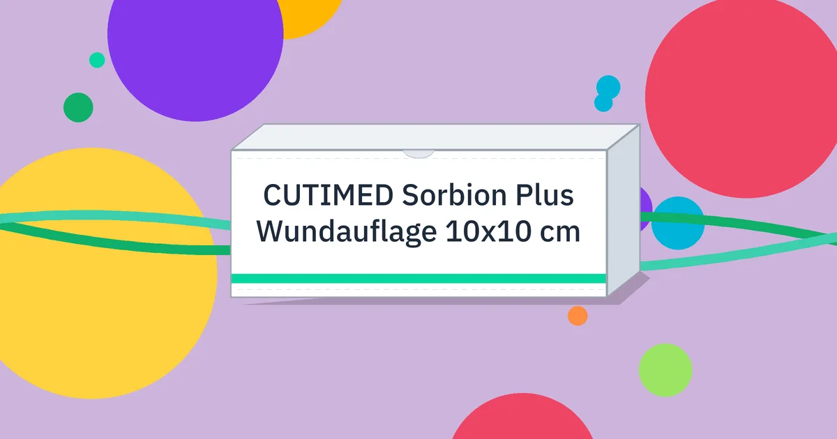 Symbolbild: Packung mit der Aufschrift CUTIMED Sorbion Plus Wundauflage 10x10 cm (PZN 18731313) – Verfügbarkeit und Bezug in Apotheken in Frankfurt am Main