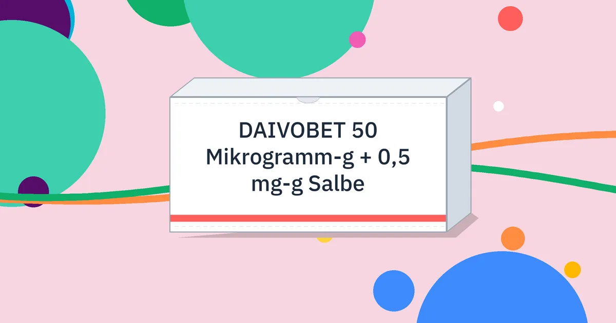 Symbolbild: Packung mit der Aufschrift DAIVOBET 50 Mikrogramm-g + 0,5 mg-g Salbe (PZN 11873205) – Verfügbarkeit und Bezug in Apotheken in Frankfurt am Main