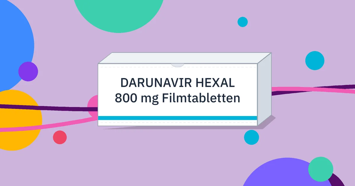 Symbolbild: Packung mit der Aufschrift DARUNAVIR HEXAL 800 mg Filmtabletten (PZN 14242681) – Verfügbarkeit und Bezug in Apotheken in Frankfurt am Main