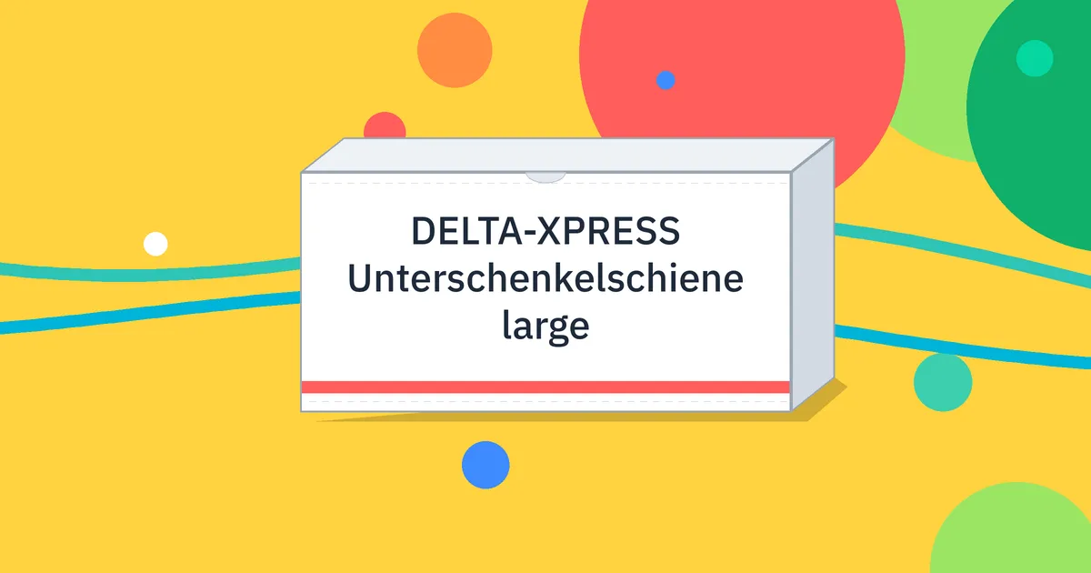 Symbolbild: Packung mit der Aufschrift DELTA-XPRESS Unterschenkelschiene large (PZN 09533206) – Verfügbarkeit und Bezug in Apotheken in Frankfurt am Main