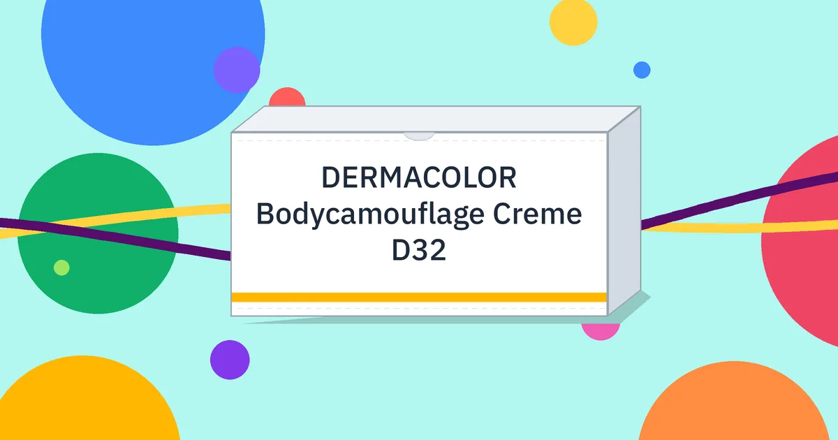 Symbolbild: Packung mit der Aufschrift DERMACOLOR Bodycamouflage Creme D32 (PZN 15818261) – Verfügbarkeit und Bezug in Apotheken in Frankfurt am Main
