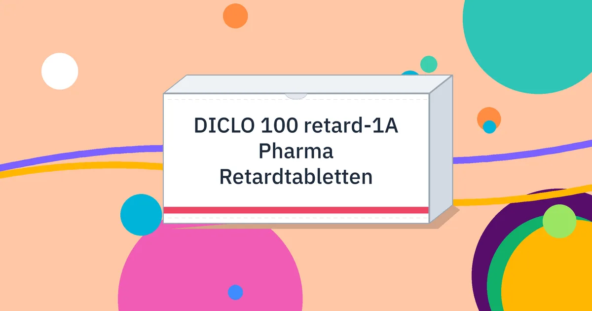 Symbolbild: Packung mit der Aufschrift DICLO 100 retard-1A Pharma Retardtabletten (PZN 08533687) – Verfügbarkeit und Bezug in Apotheken in Frankfurt am Main