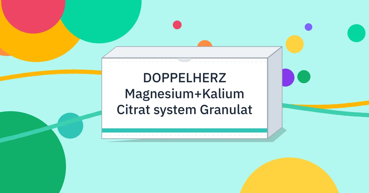 Symbolbild: Packung mit der Aufschrift DOPPELHERZ Magnesium+Kalium Citrat system Granulat (PZN 01522692) – Verfügbarkeit und Bezug in Apotheken in Frankfurt am Main