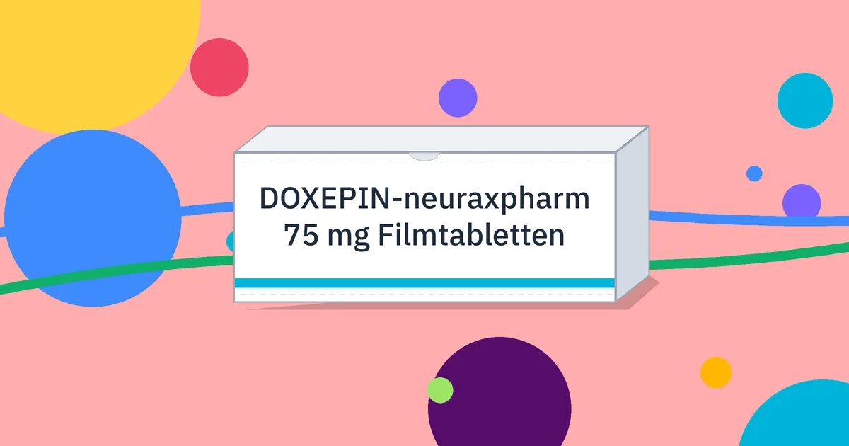Symbolbild: Packung mit der Aufschrift DOXEPIN-neuraxpharm 75 mg Filmtabletten (PZN 01121415) – Verfügbarkeit und Bezug in Apotheken in Frankfurt am Main