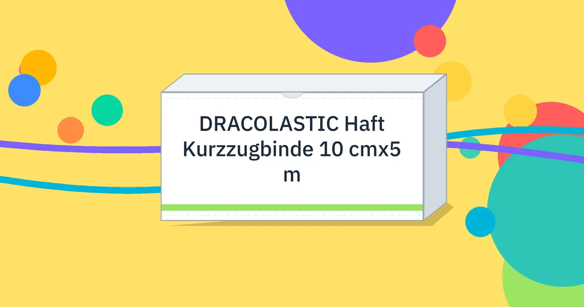 Symbolbild: Packung mit der Aufschrift DRACOLASTIC Haft Kurzzugbinde 10 cmx5 m (PZN 02949895) – Verfügbarkeit und Bezug in Apotheken in Frankfurt am Main