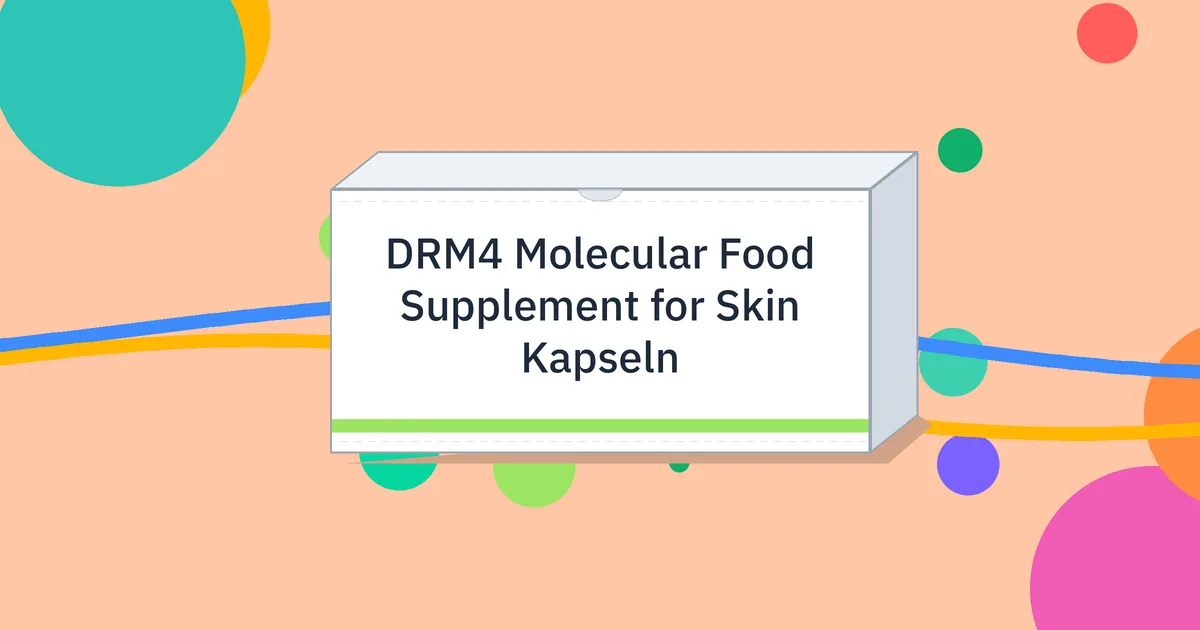 Symbolbild: Packung mit der Aufschrift DRM4 Molecular Food Supplement for Skin Kapseln (PZN 13853201) – Verfügbarkeit und Bezug in Apotheken in Frankfurt am Main