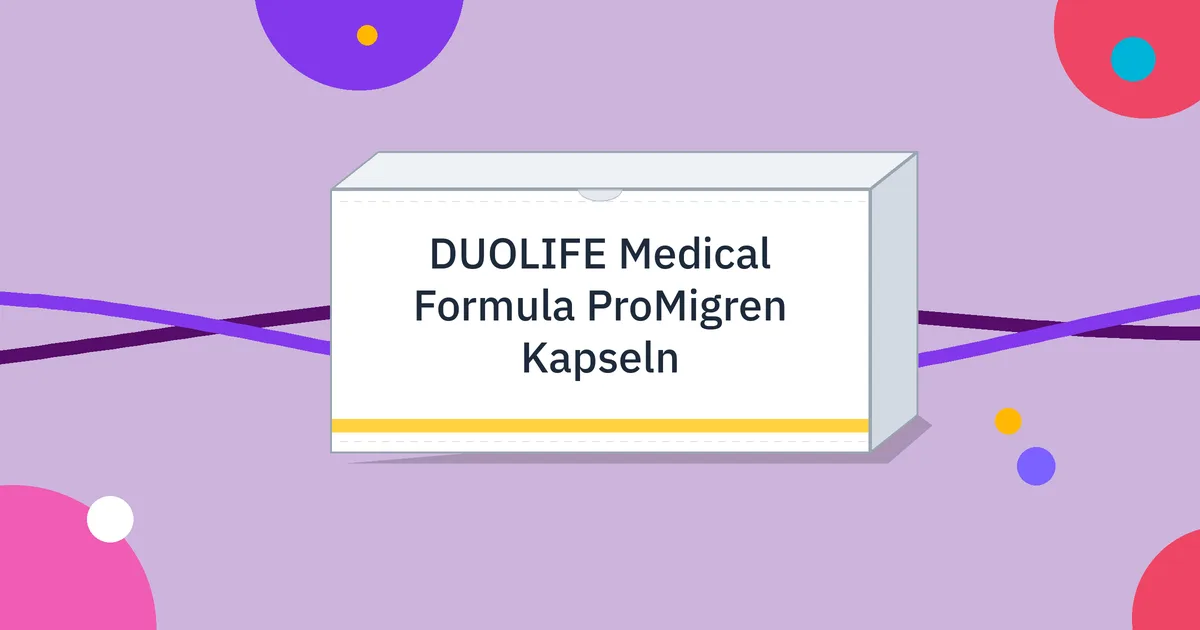 Symbolbild: Packung mit der Aufschrift DUOLIFE Medical Formula ProMigren Kapseln (PZN 16683314) – Verfügbarkeit und Bezug in Apotheken in Frankfurt am Main