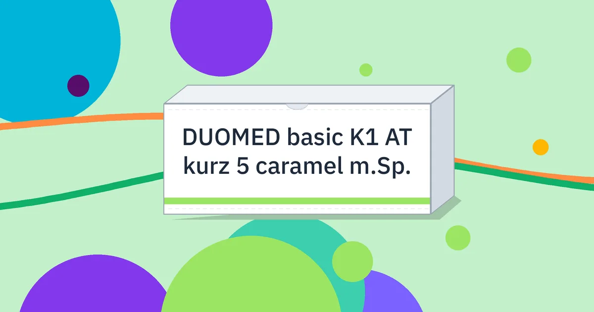 Symbolbild: Packung mit der Aufschrift DUOMED basic K1 AT kurz 5 caramel m.Sp. (PZN 20902963) – Verfügbarkeit und Bezug in Apotheken in Frankfurt am Main