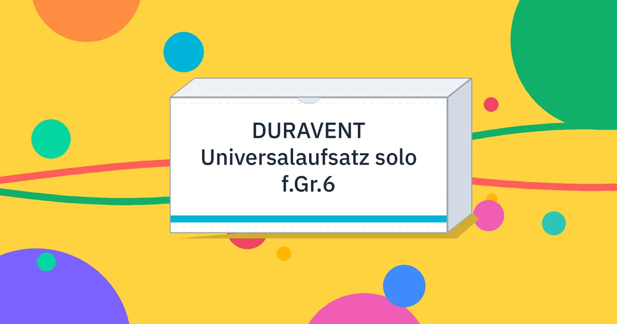 Symbolbild: Packung mit der Aufschrift DURAVENT Universalaufsatz solo f.Gr.6 (PZN 02065765) – Verfügbarkeit und Bezug in Apotheken in Frankfurt am Main