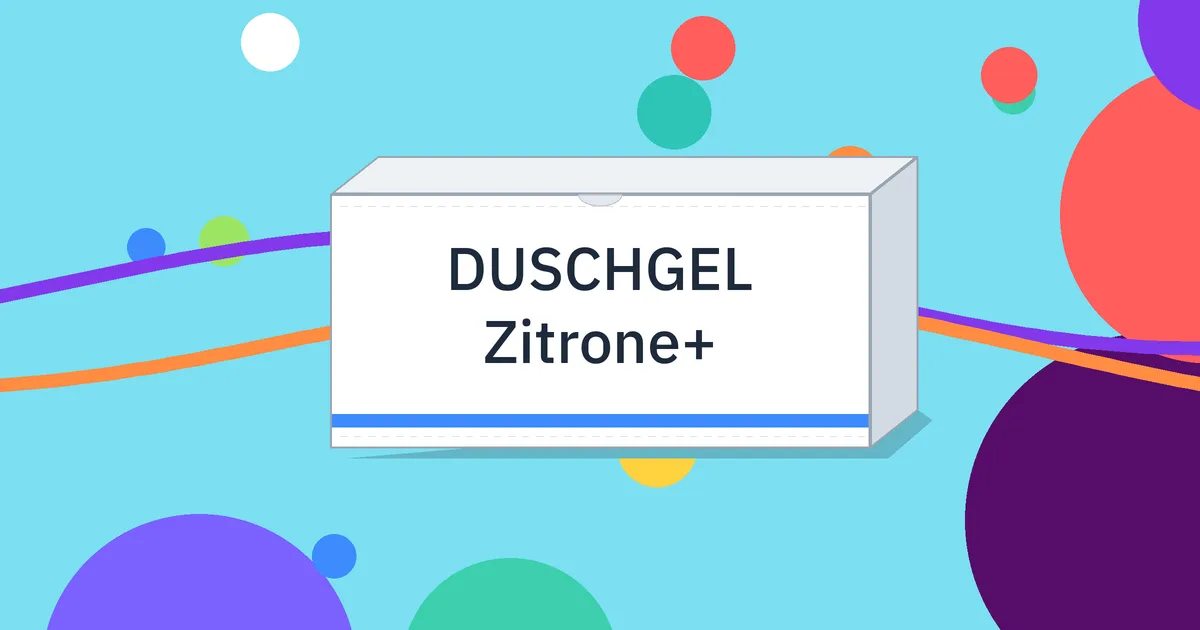 Symbolbild: Packung mit der Aufschrift DUSCHGEL Zitrone+ (PZN 19688424) – Verfügbarkeit und Bezug in Apotheken in Frankfurt am Main