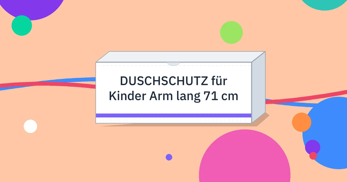 Symbolbild: Packung mit der Aufschrift DUSCHSCHUTZ für Kinder Arm lang 71 cm (PZN 03430043) – Verfügbarkeit und Bezug in Apotheken in Frankfurt am Main