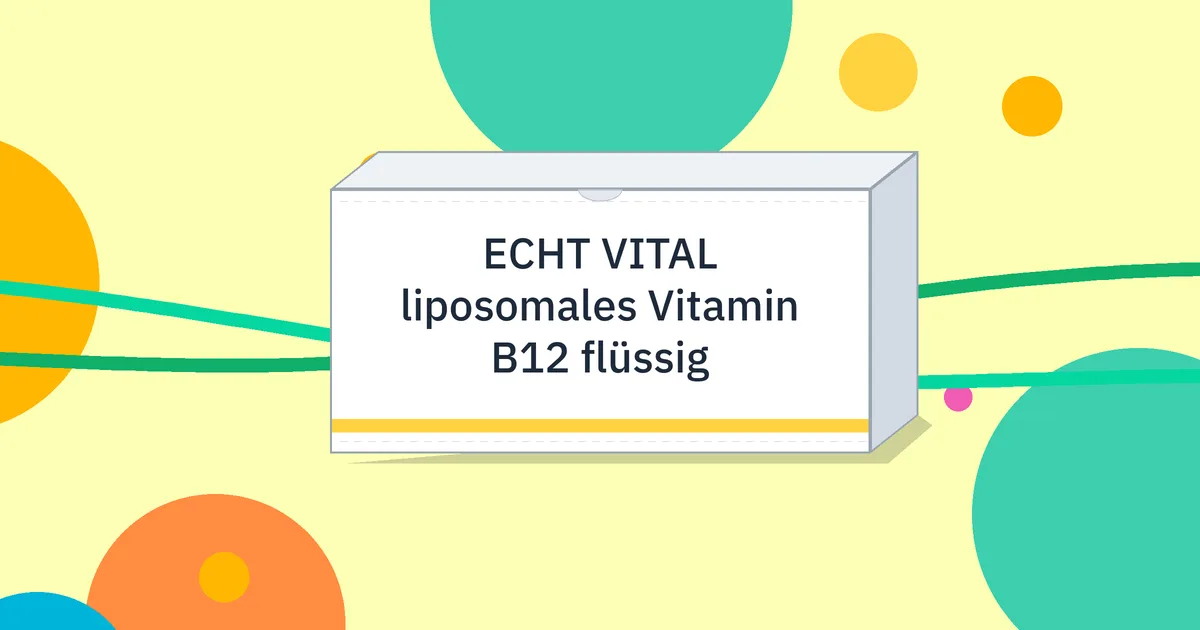 Symbolbild: Packung mit der Aufschrift ECHT VITAL liposomales Vitamin B12 flüssig (PZN 14308523) – Verfügbarkeit und Bezug in Apotheken in Frankfurt am Main