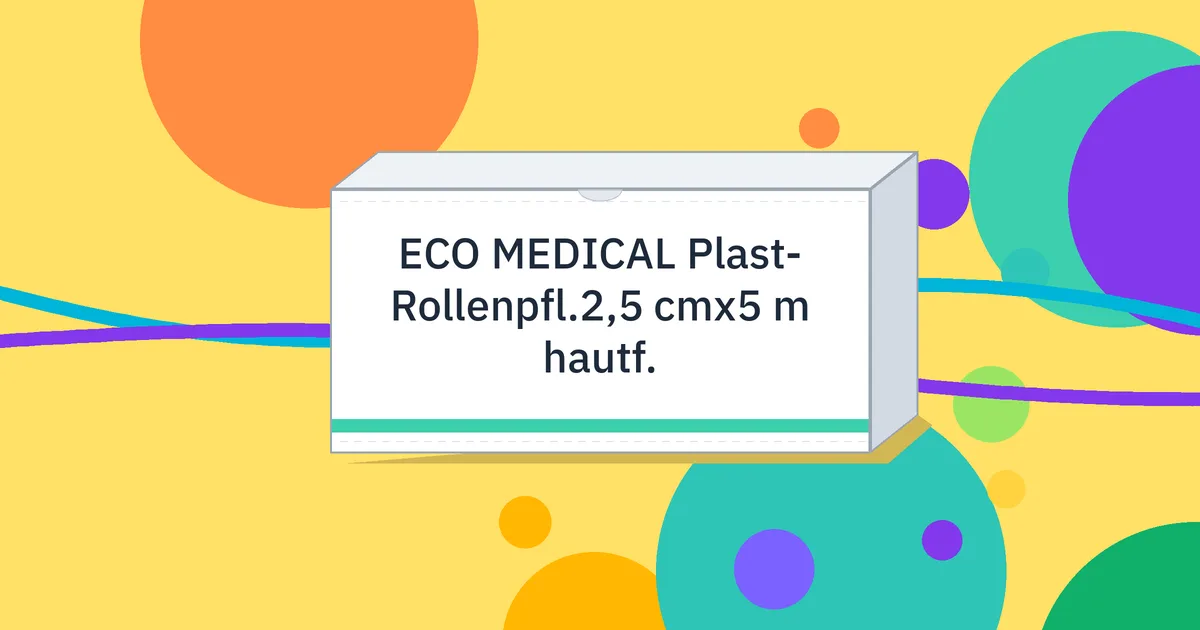 Symbolbild: Packung mit der Aufschrift ECO MEDICAL Plast-Rollenpfl.2,5 cmx5 m hautf. (PZN 00742606) – Verfügbarkeit und Bezug in Apotheken in Frankfurt am Main