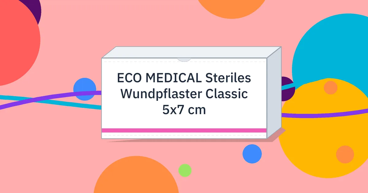 Symbolbild: Packung mit der Aufschrift ECO MEDICAL Steriles Wundpflaster Classic 5x7 cm (PZN 00737605) – Verfügbarkeit und Bezug in Apotheken in Frankfurt am Main