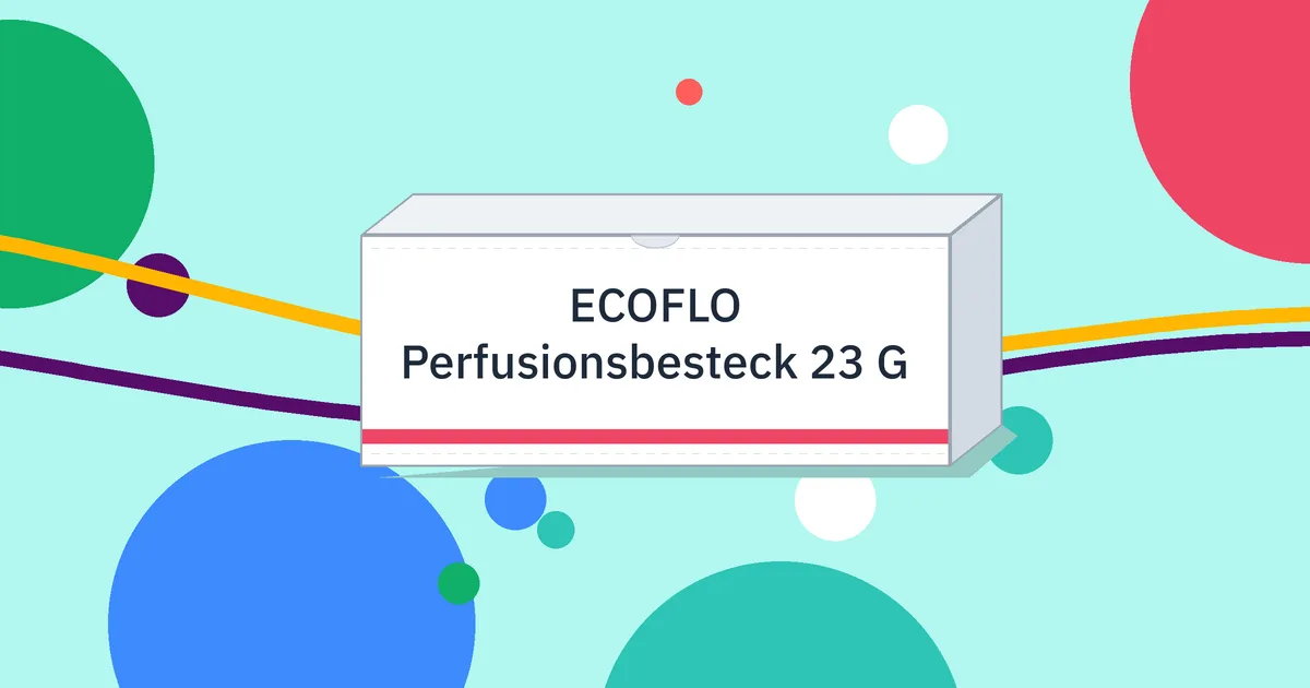 Symbolbild: Packung mit der Aufschrift ECOFLO Perfusionsbesteck 23 G (PZN 03537597) – Verfügbarkeit und Bezug in Apotheken in Frankfurt am Main