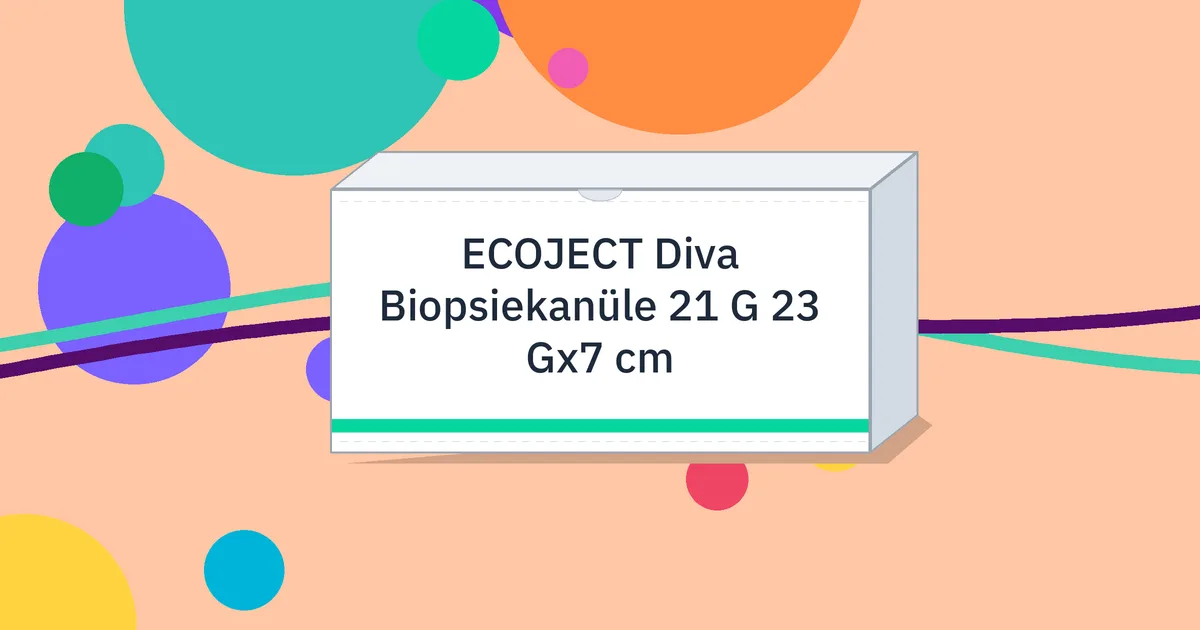 Symbolbild: Packung mit der Aufschrift ECOJECT Diva Biopsiekanüle 21 G 23 Gx7 cm (PZN 06125553) – Verfügbarkeit und Bezug in Apotheken in Frankfurt am Main