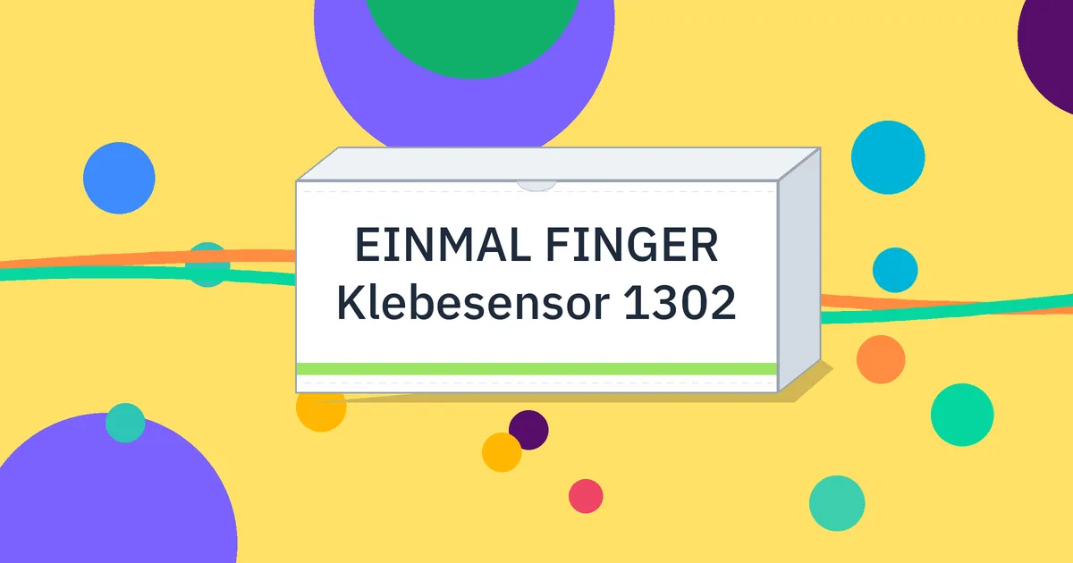 Symbolbild: Packung mit der Aufschrift EINMAL FINGER Klebesensor 1302 (PZN 06404000) – Verfügbarkeit und Bezug in Apotheken in Frankfurt am Main