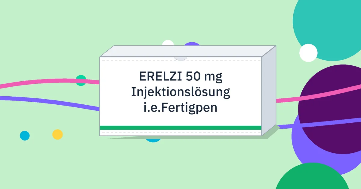Symbolbild: Packung mit der Aufschrift ERELZI 50 mg Injektionslösung i.e.Fertigpen (PZN 16037028) – Verfügbarkeit und Bezug in Apotheken in Frankfurt am Main