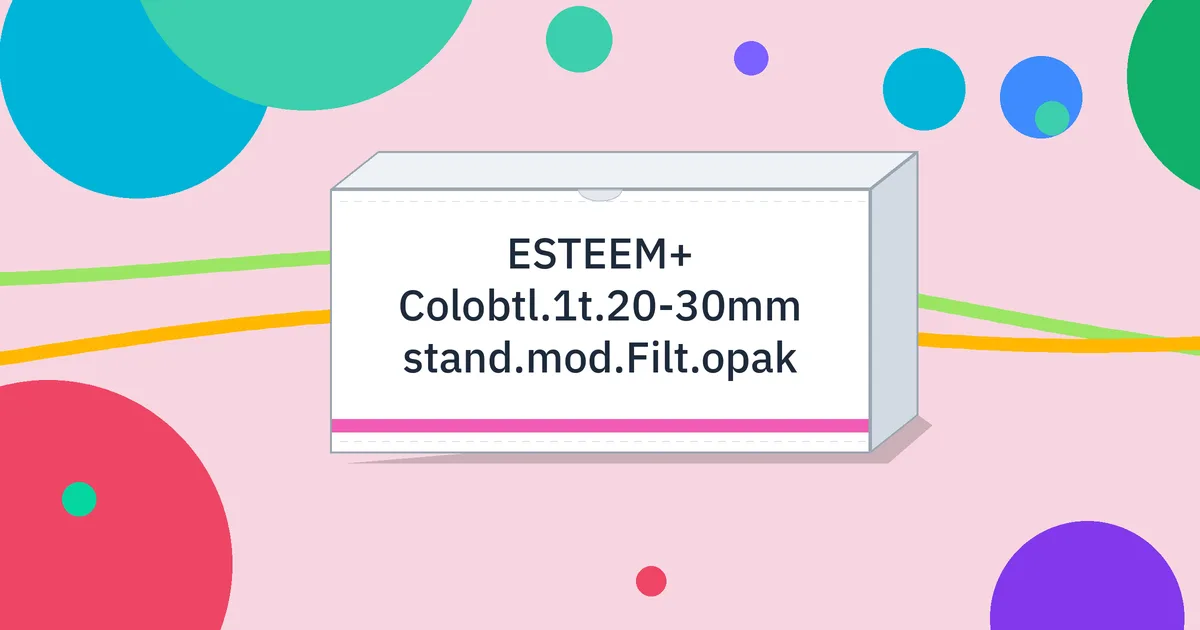 Symbolbild: Packung mit der Aufschrift ESTEEM+ Colobtl.1t.20-30mm stand.mod.Filt.opak (PZN 04607377) – Verfügbarkeit und Bezug in Apotheken in Frankfurt am Main