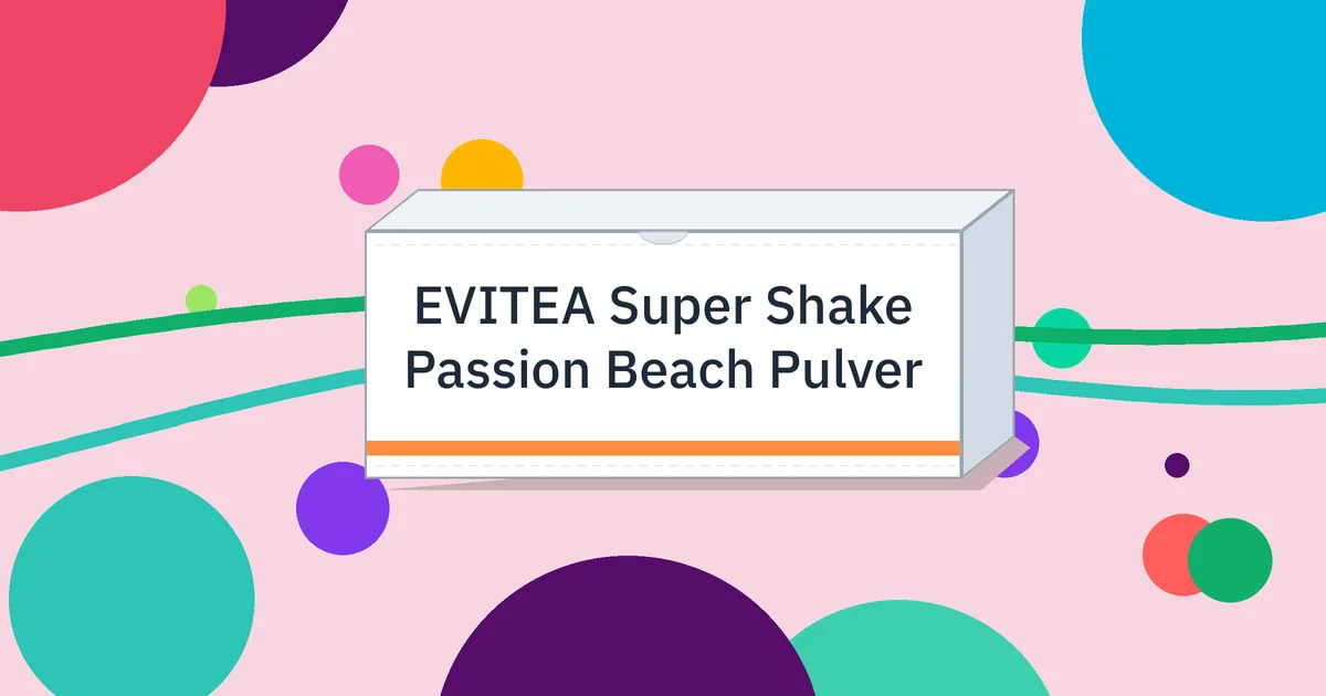 Symbolbild: Packung mit der Aufschrift EVITEA Super Shake Passion Beach Pulver (PZN 16631961) – Verfügbarkeit und Bezug in Apotheken in Frankfurt am Main