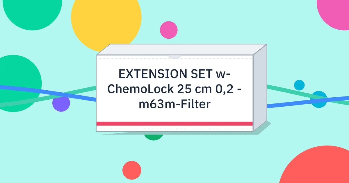 Symbolbild: Packung mit der Aufschrift EXTENSION SET w-ChemoLock 25 cm 0,2 -m63m-Filter (PZN 19971999) – Verfügbarkeit und Bezug in Apotheken in Frankfurt am Main