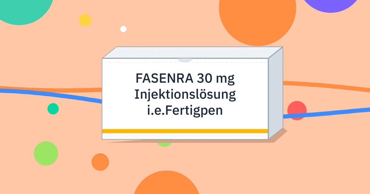 Symbolbild: Packung mit der Aufschrift FASENRA 30 mg Injektionslösung i.e.Fertigpen (PZN 18725979) – Verfügbarkeit und Bezug in Apotheken in Frankfurt am Main