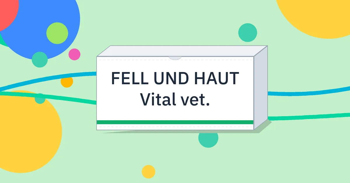 Symbolbild: Packung mit der Aufschrift FELL UND HAUT Vital vet. (PZN 02488477) – Verfügbarkeit und Bezug in Apotheken in Frankfurt am Main