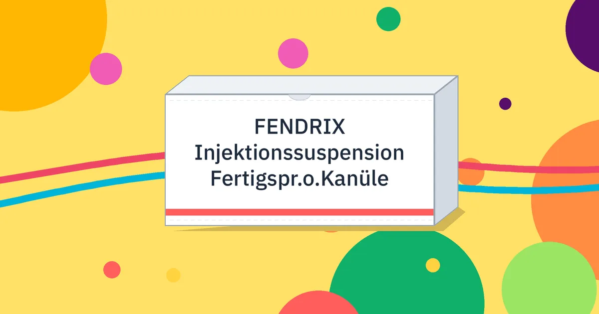 Symbolbild: Packung mit der Aufschrift FENDRIX Injektionssuspension Fertigspr.o.Kanüle (PZN 19215996) – Verfügbarkeit und Bezug in Apotheken in Frankfurt am Main