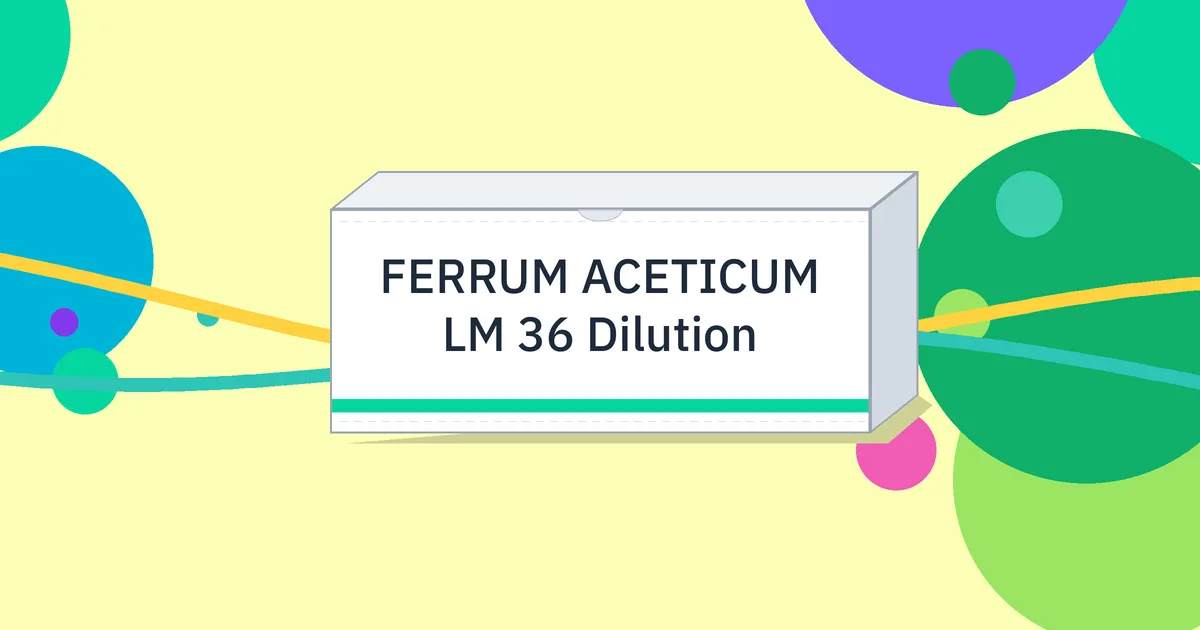 Symbolbild: Packung mit der Aufschrift FERRUM ACETICUM LM 36 Dilution (PZN 13488552) – Verfügbarkeit und Bezug in Apotheken in Frankfurt am Main