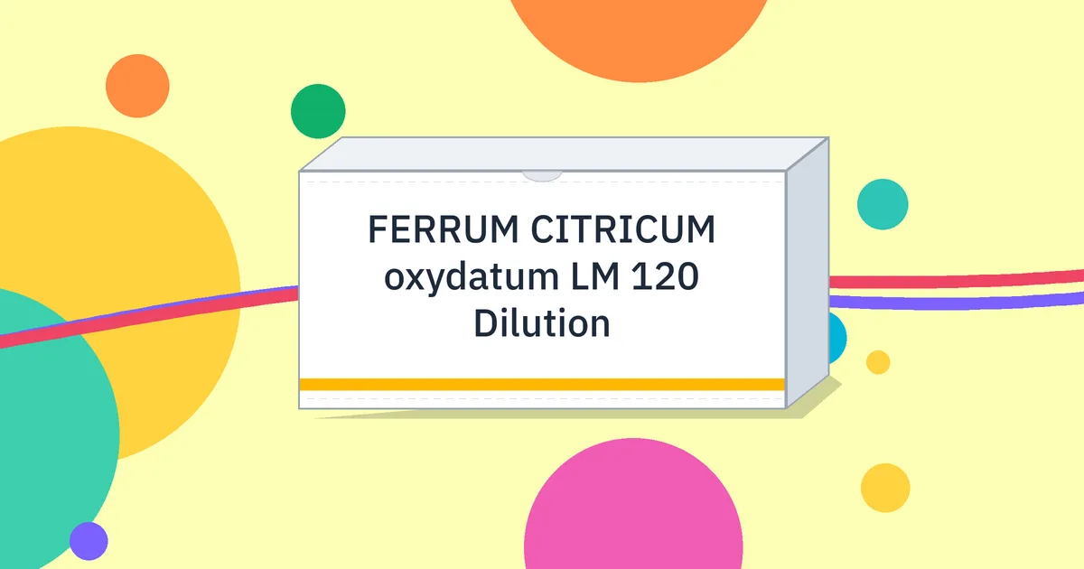 Symbolbild: Packung mit der Aufschrift FERRUM CITRICUM oxydatum LM 120 Dilution (PZN 12848764) – Verfügbarkeit und Bezug in Apotheken in Frankfurt am Main