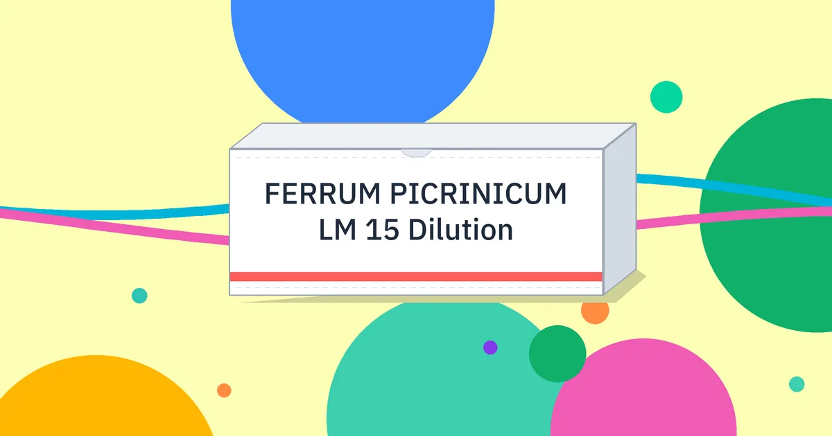 Symbolbild: Packung mit der Aufschrift FERRUM PICRINICUM LM 15 Dilution (PZN 12852582) – Verfügbarkeit und Bezug in Apotheken in Frankfurt am Main