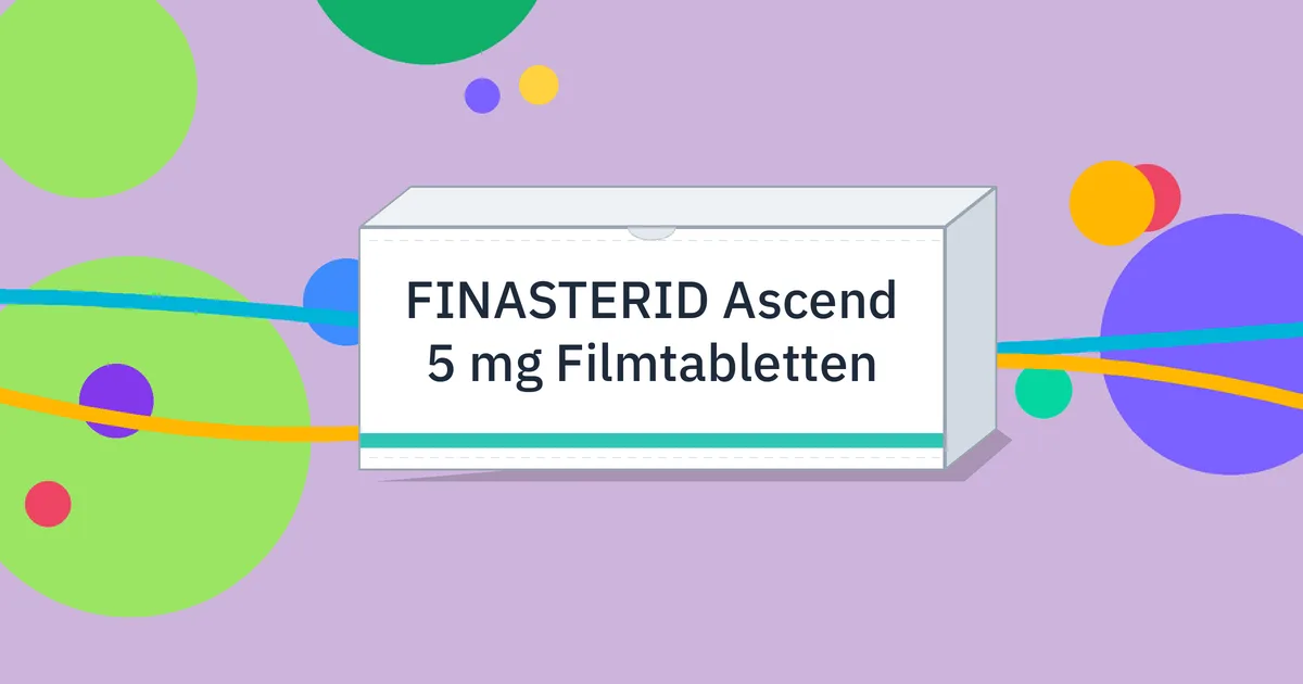 Symbolbild: Packung mit der Aufschrift FINASTERID Ascend 5 mg Filmtabletten (PZN 18338490) – Verfügbarkeit und Bezug in Apotheken in Frankfurt am Main