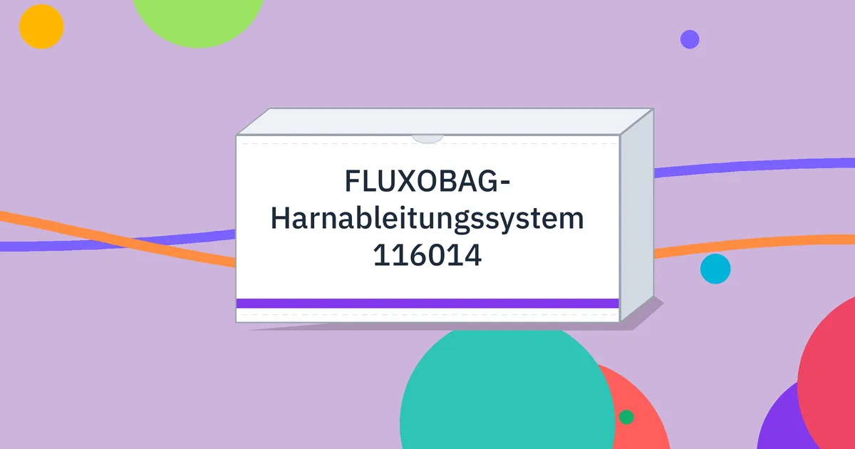 Symbolbild: Packung mit der Aufschrift FLUXOBAG-Harnableitungssystem 116014 (PZN 11566006) – Verfügbarkeit und Bezug in Apotheken in Frankfurt am Main